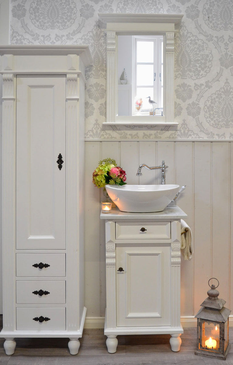 "Meline" small country-style washstand with marble top, 45 cm wide ...